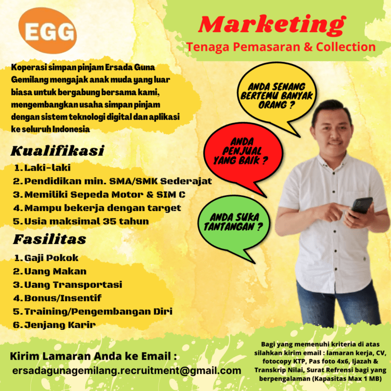 Lowongan Kerja Marketing di KSP Ersada Guna Gemilang - JakartaKerja