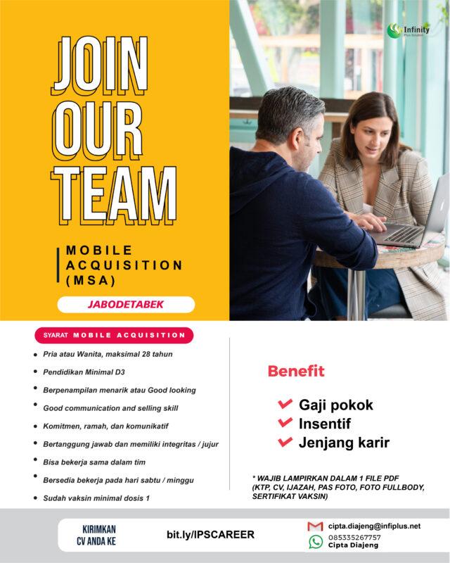 Lowongan Kerja Mobile Acquisition (MSA) di PT. Infinity Plus Solution ...