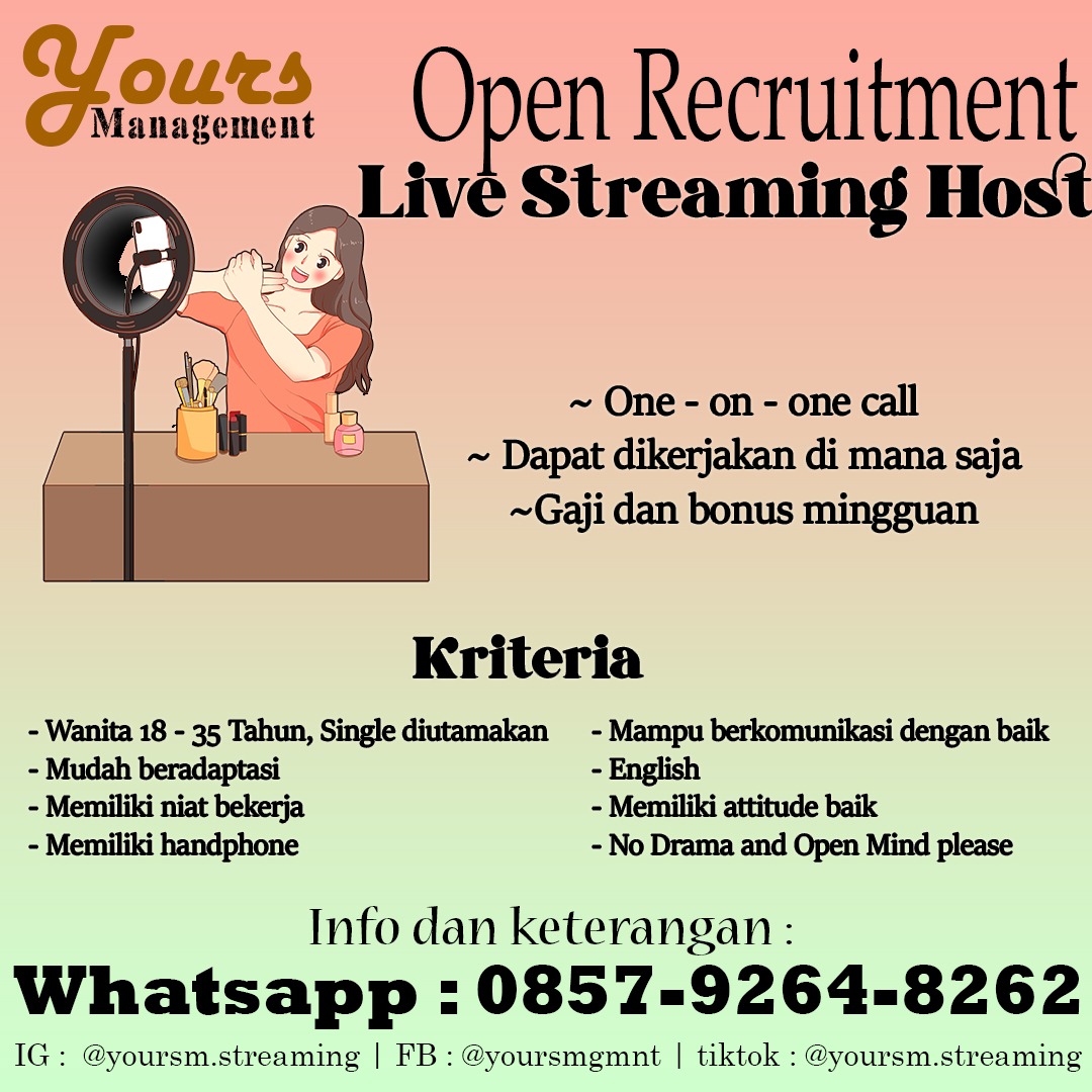 Lowongan Kerja Live Streaming Host di Yours Management - JakartaKerja