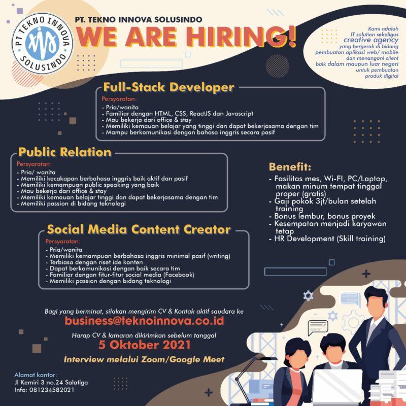 Lowongan Kerja Full Stack Developer - Public Relation - Social Media ...