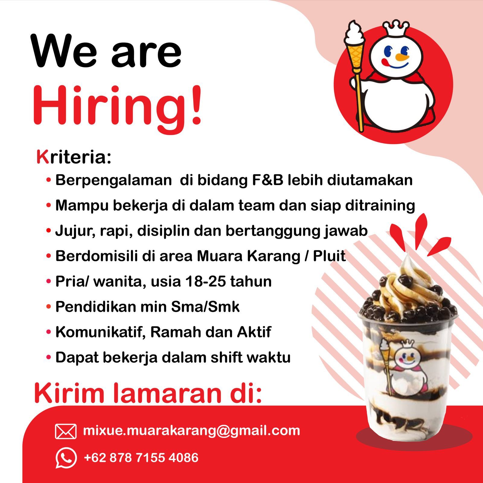 Lowongan Kerja Bartender - Drink Maker di Mixue Muara Karang - JakartaKerja