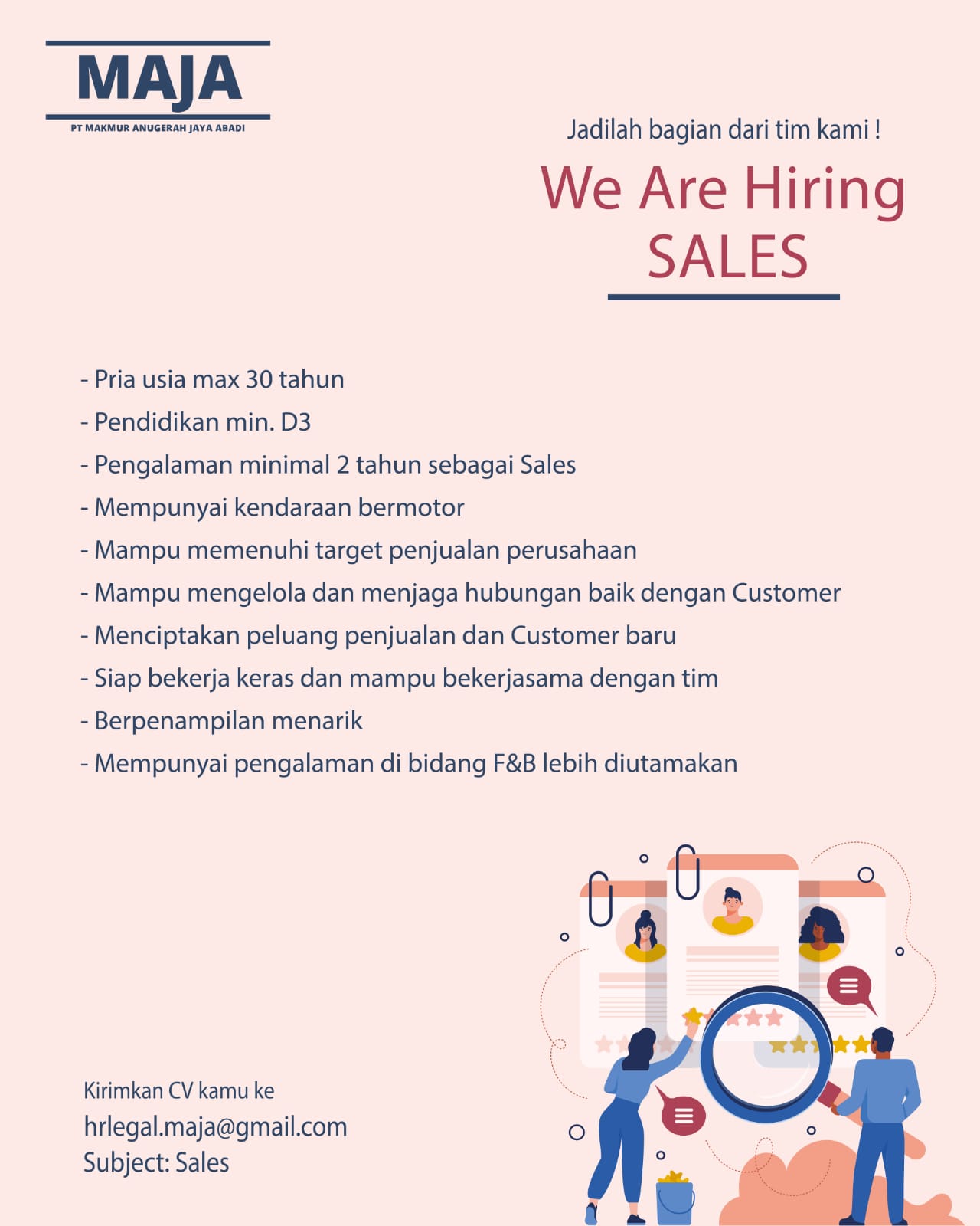 Lowongan Kerja Sales di PT. Makmur Anugerah Jaya Abadi - JakartaKerja