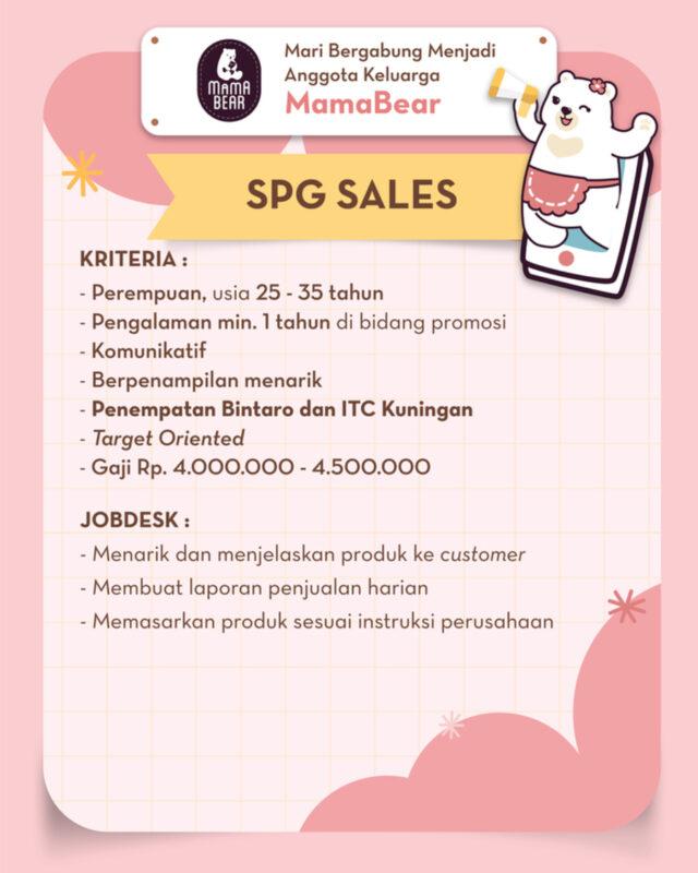 Lowongan Kerja SPG di CV. Manna Indo Lakta (MamaBear) - JakartaKerja