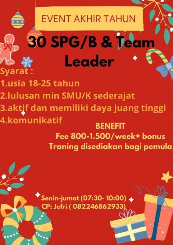 Lowongan Kerja SPG/B - Team Leader di PT. Indo Elang Kreasi - JakartaKerja