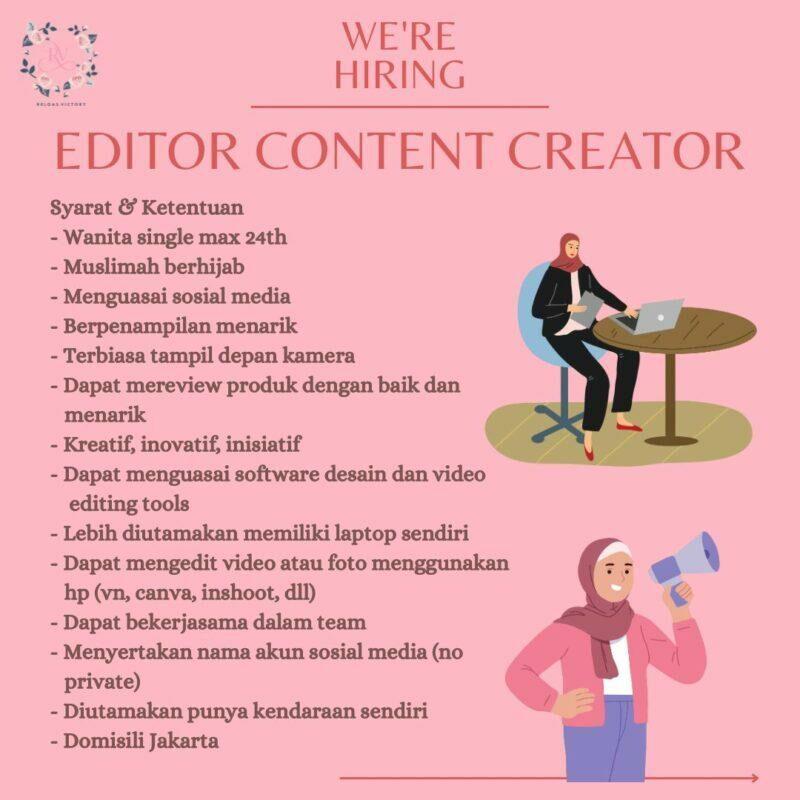Lowongan Kerja Editor Content Creator di Reloas Victory - JakartaKerja