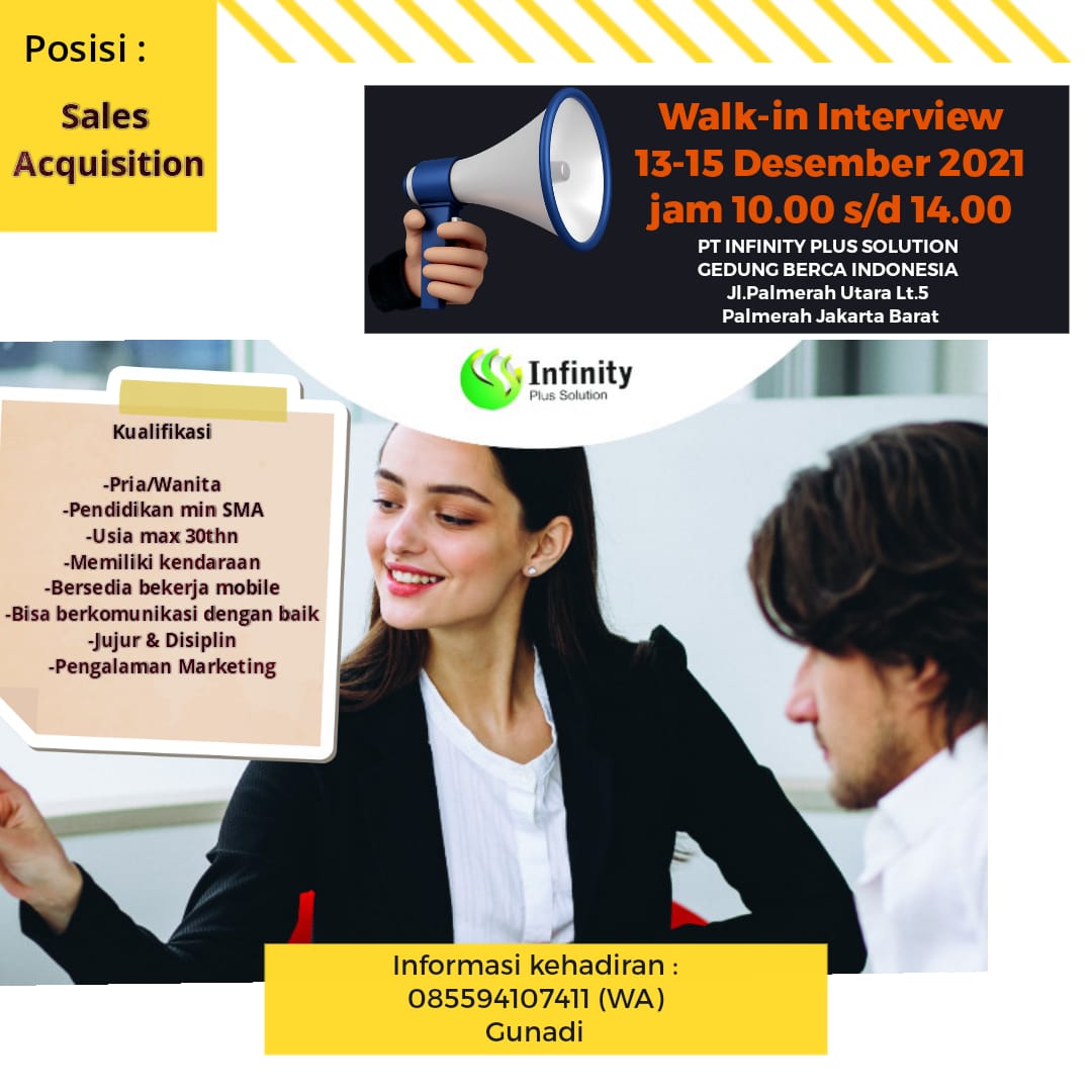 Lowongan Kerja Sales Acquisition di PT. Infinity Plus Solution - JakartaKerja