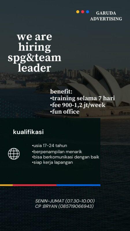 Lowongan Kerja SPG - Team Leader di Garuda Advertising - JakartaKerja