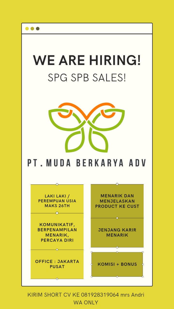 Lowongan Kerja SPG Sales - SPB Sales di PT. Muda Berkarya Adv ...