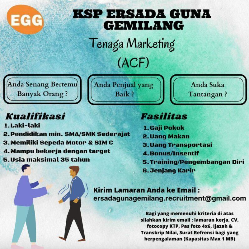 Lowongan Kerja Tenaga Marketing (ACF) di KSP Ersada Guna Gemilang ...