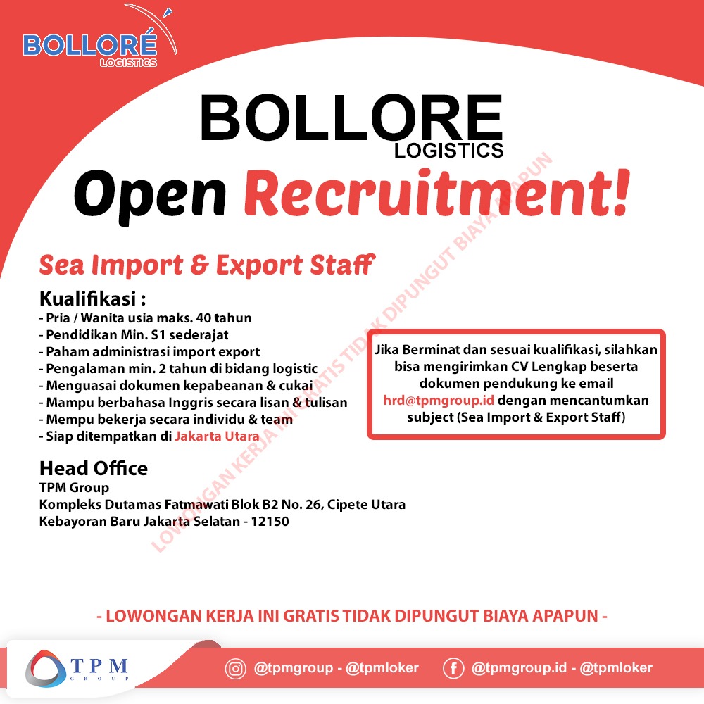 Lowongan Kerja Sea Import & Export Staff - Smartfren Gadget Specialist ...