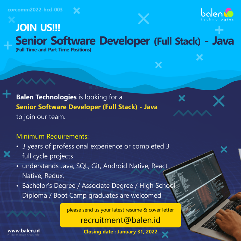 Lowongan Kerja Senior Software Developer (Full Stack) Java di Balen ...