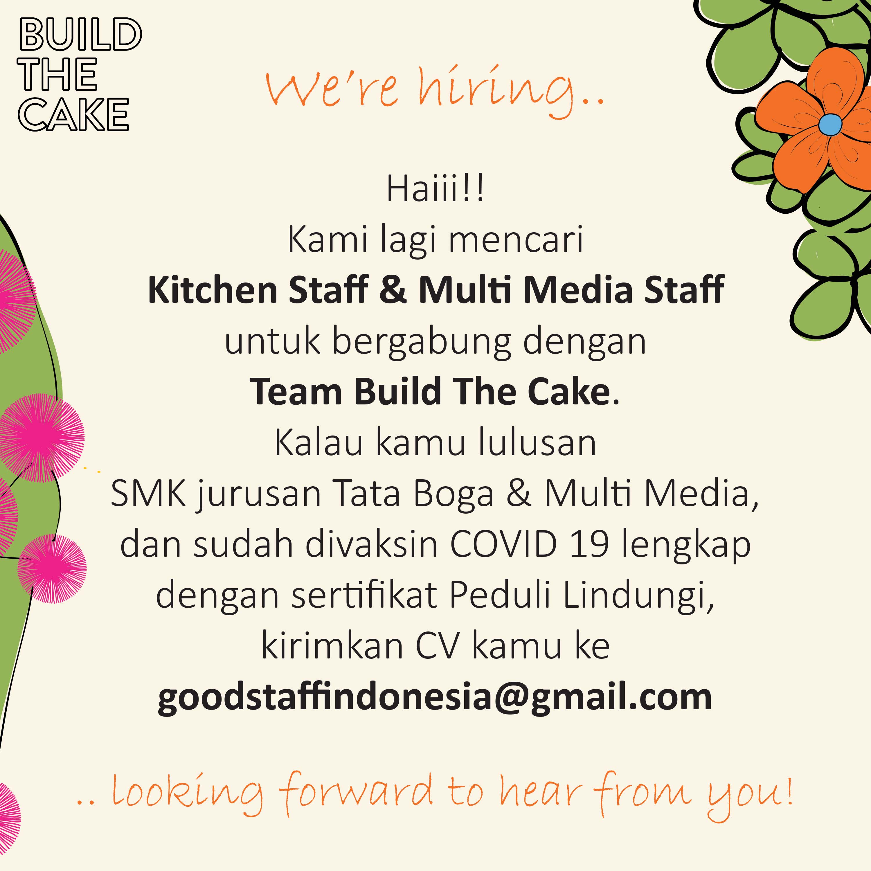 Lowongan Kerja Kitchen Staff - Multimedia di Build The Cake - JakartaKerja