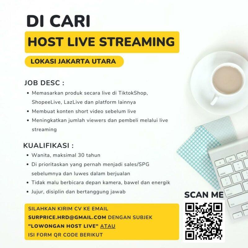 Lowongan Kerja Host Live Streaming di Surprice Store - JakartaKerja