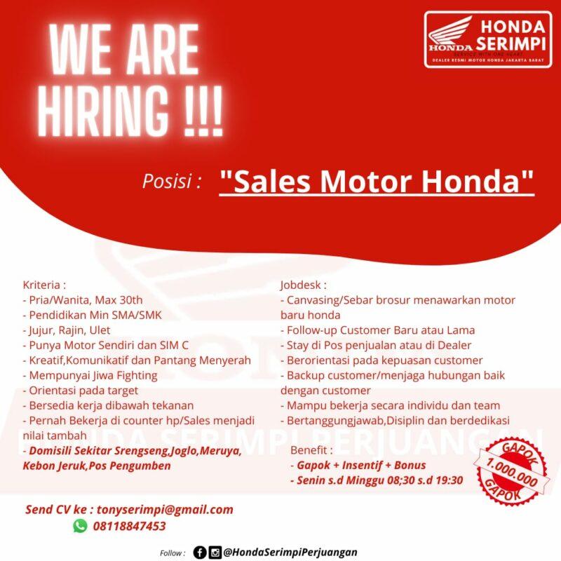 Lowongan Kerja Sales Motor Honda di Honda Serimpi - JakartaKerja