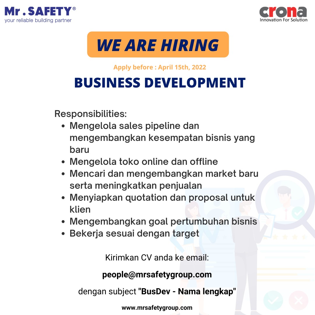 Lowongan Kerja Business Development di Mr. Safety Group - JakartaKerja