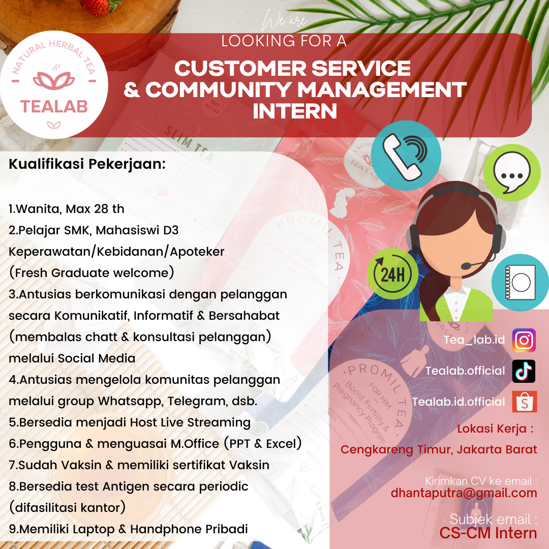 Lowongan Kerja Customer Service & Community Management Intern di Tealab ...