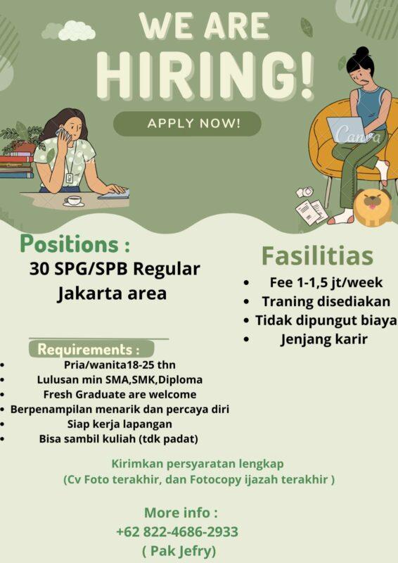 Lowongan Kerja SPG/SPB Regular Jakarta Area di PT. Indo Elang Kreasi - JakartaKerja