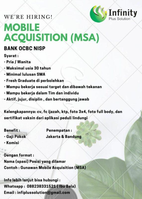 Lowongan Kerja Mobile Acqusition (MSA) di PT. Infinity Plus Solution ...