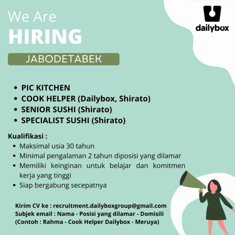 Lowongan Kerja PIC Kitchen - Cook Helper - Senior Sushi - Specialist ...