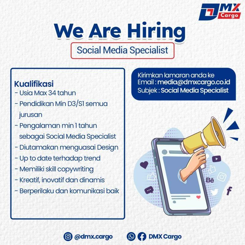 Lowongan Kerja Social Media Specialist - Marketing di DMX Cargo - JakartaKerja