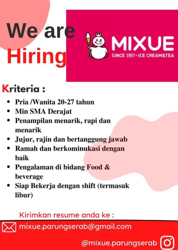 Lowongan Kerja Barista - Head Barista - Crew Mixue Parung Serab di PT ...