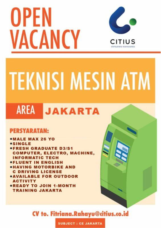 Lowongan Kerja Teknisi Mesin ATM di Citius - JakartaKerja