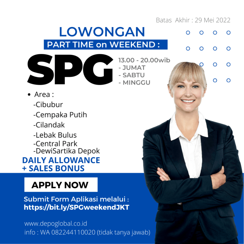 Lowongan Kerja SPG Part Time on Weekend di Depo Global Indonesia ...