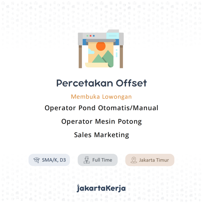 Lowongan Kerja Operator Pond Otomatis/Manual - Operator Mesin Potong ...