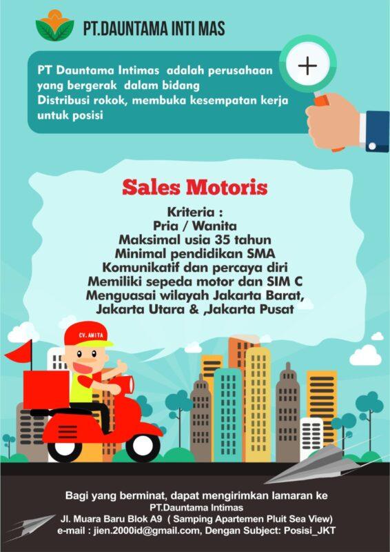 Lowongan Kerja Sales Motoris di PT. Dauntama Intimas - JakartaKerja