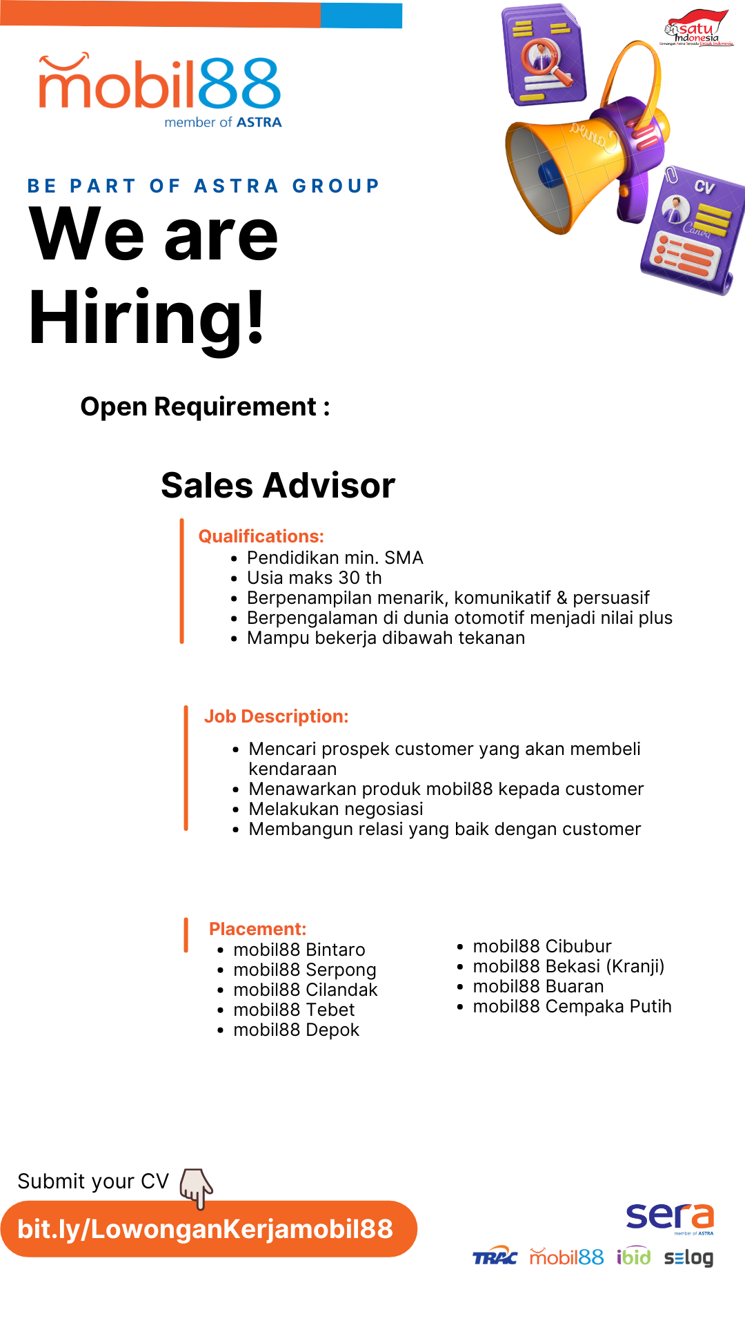 Lowongan Kerja Sales Advisor di mobil88 - JakartaKerja