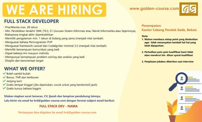 Lowongan Kerja Full Stack Developer di Golden English - JakartaKerja