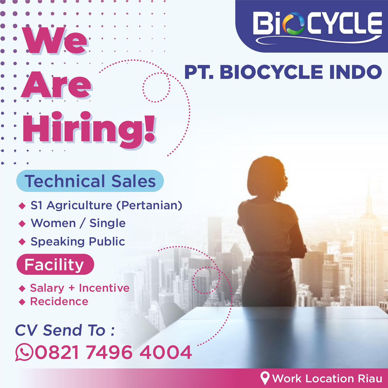 Lowongan Kerja Technical Sales di PT. Bio Cycle Indo - JakartaKerja