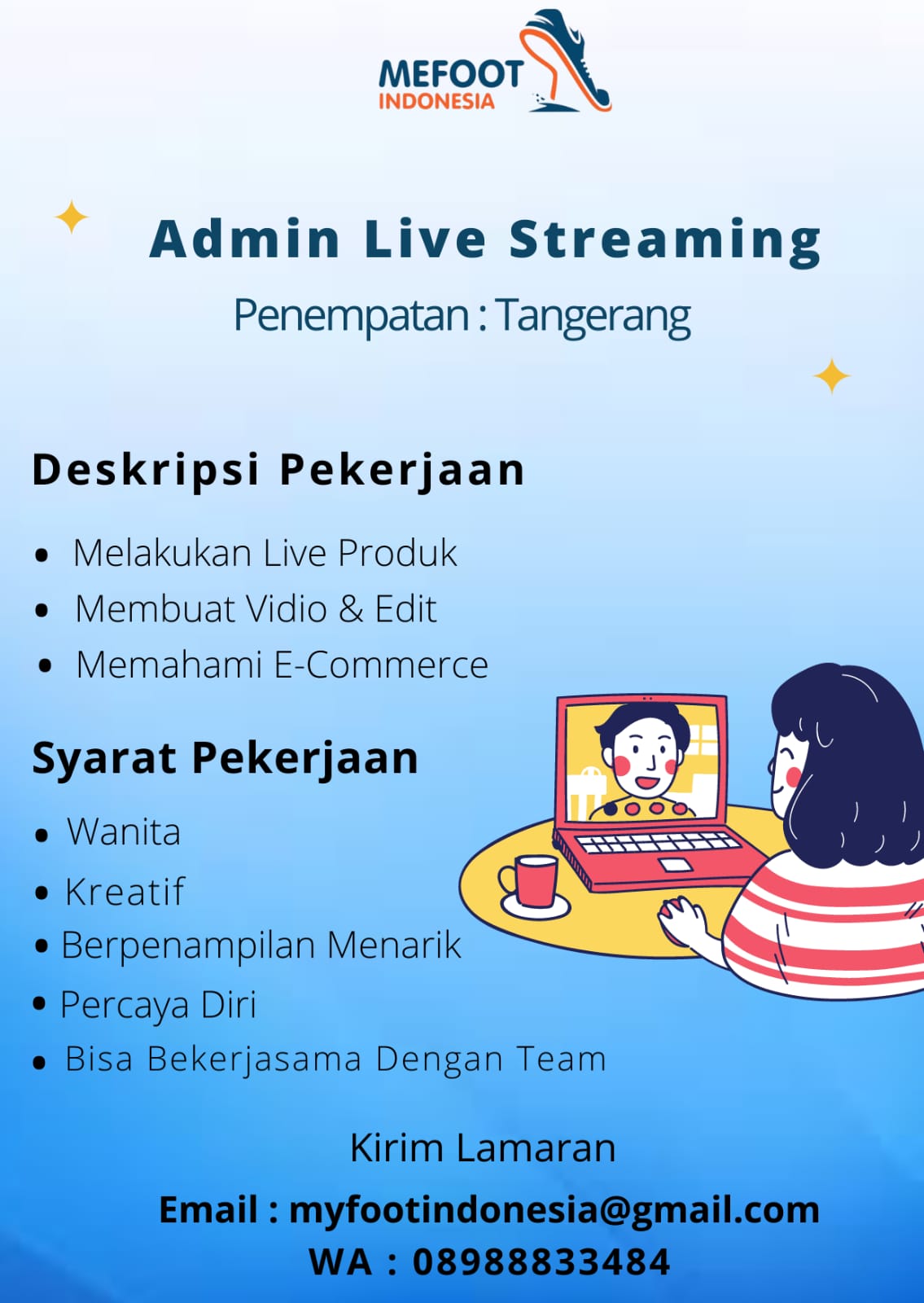 Lowongan Kerja Admin Live Streaming di MEFoot.ID - JakartaKerja