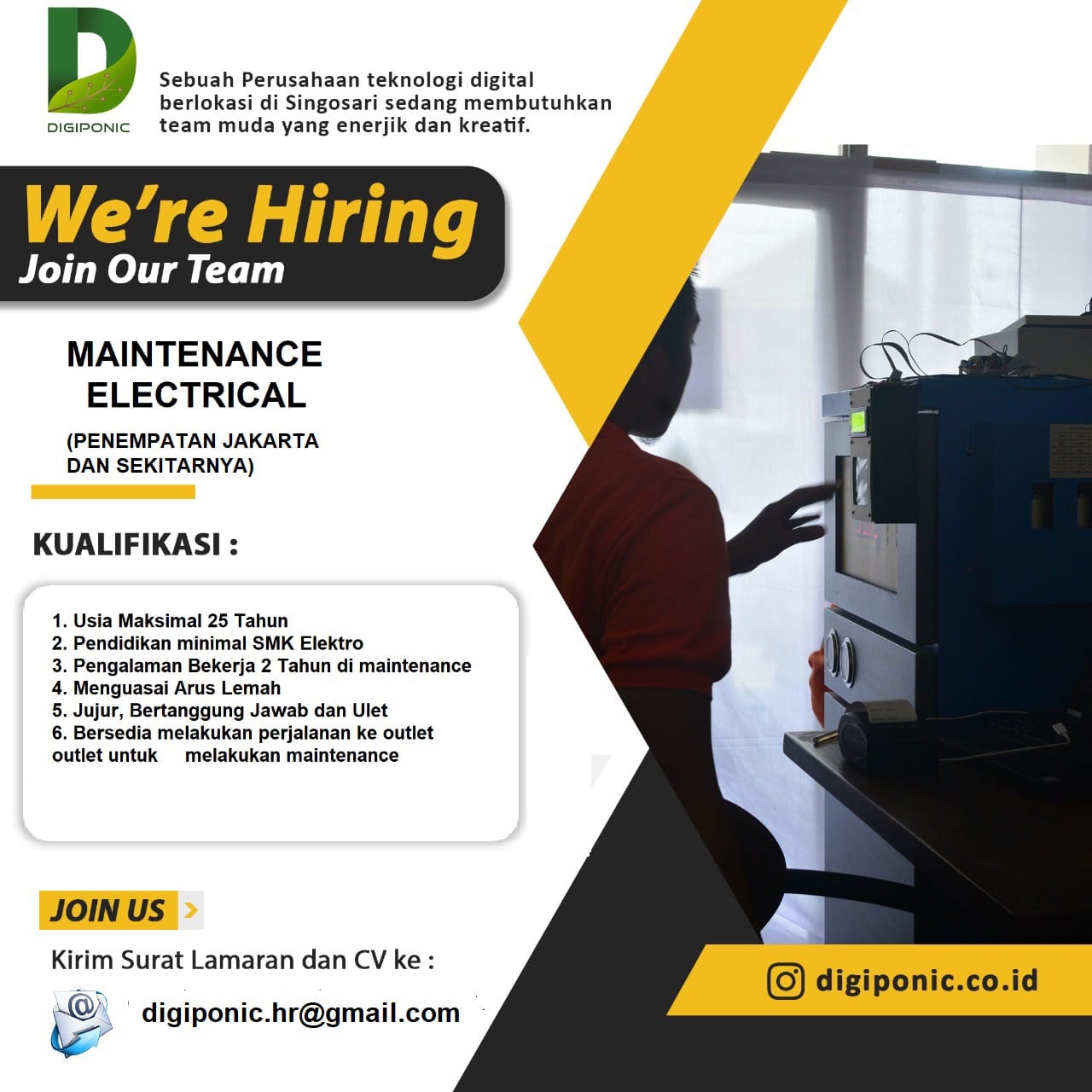 Lowongan Kerja Maintenance Electrical di PT. Digiponic Maju Jaya ...