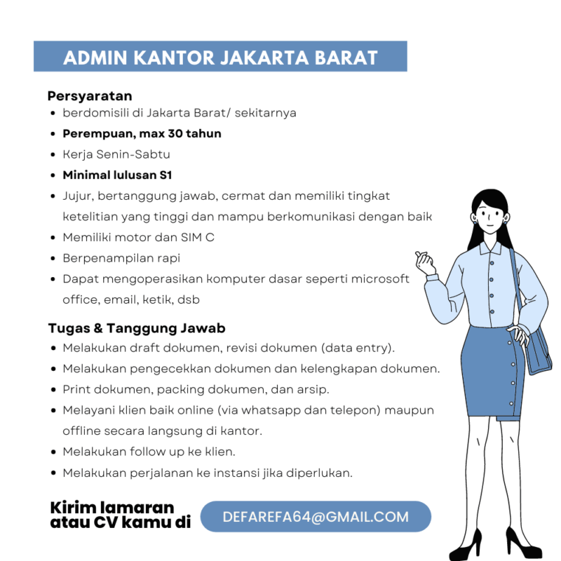 Lowongan Kerja Admin Kantor di DEFAREFA - JakartaKerja