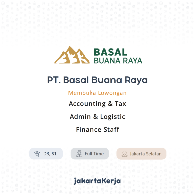 Lowongan Kerja Accounting & Tax - Admin & Logistic - Finance Staff di ...