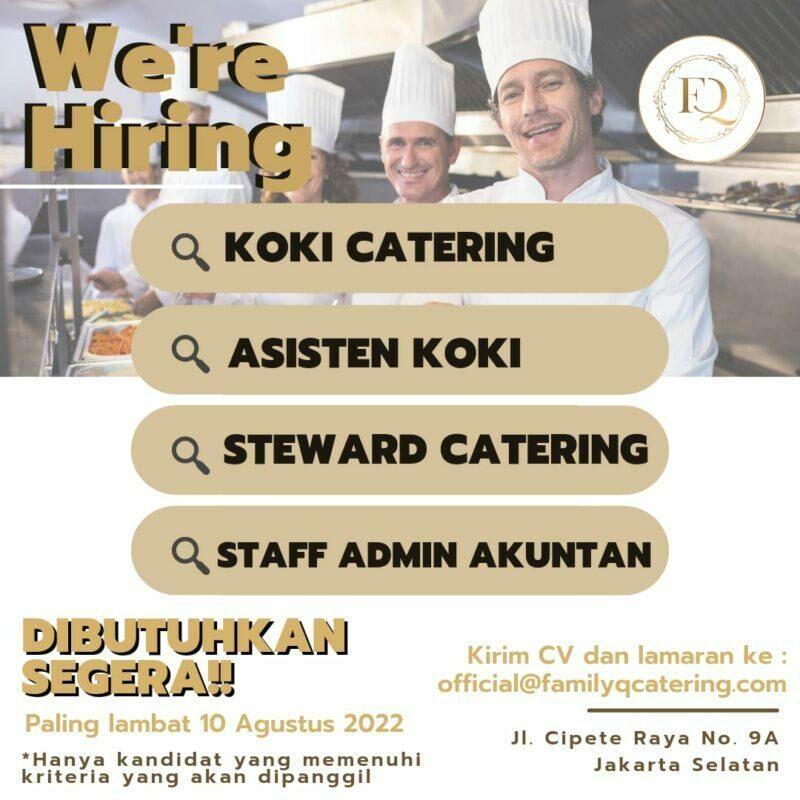 Lowongan Kerja Koki Catering - Helper Catering/Asisten Koki - Steward ...
