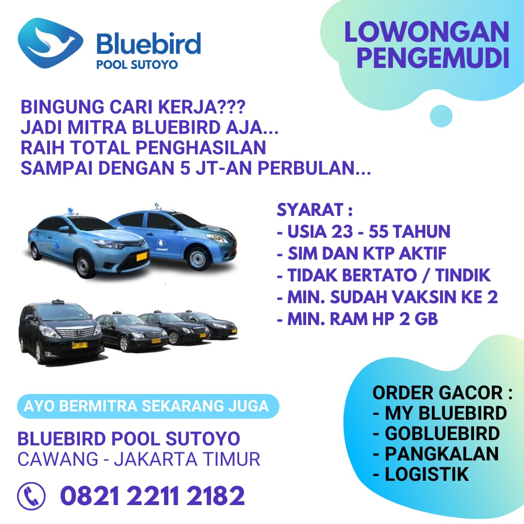 Lowongan Kerja Driver / Pengemudi Taksi di PT. Blue Bird Tbk (Bluebird ...