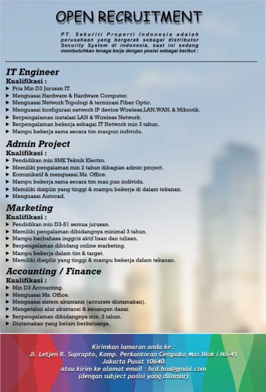 Lowongan Kerja IT Engineer - Admin Project - Marketing - Accounting ...