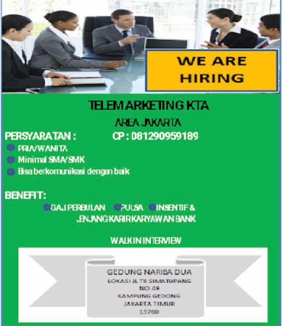 Lowongan Kerja Telemarketing KTA di PT. Infinity Plus Solution ...