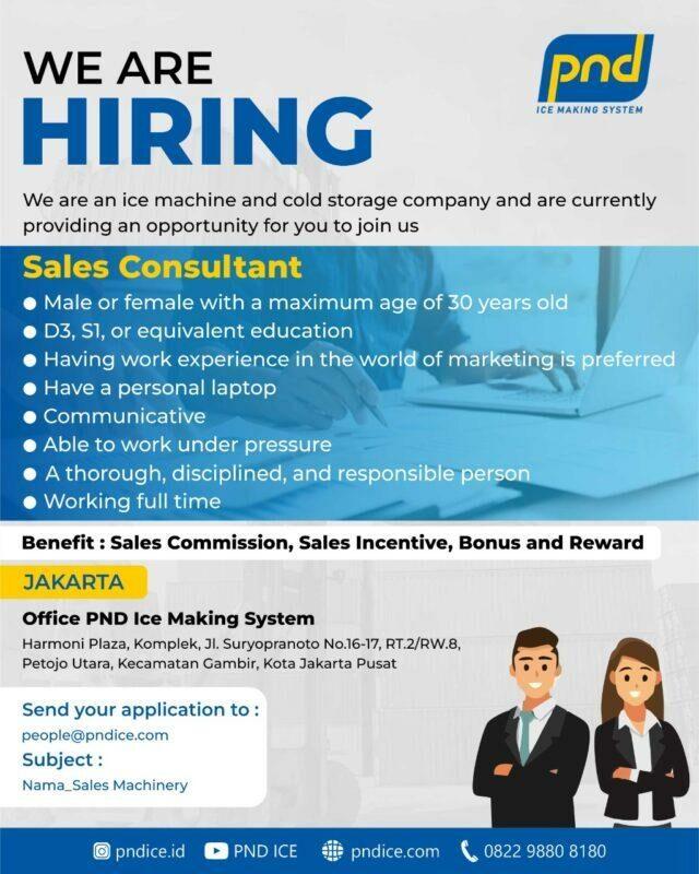 Lowongan Kerja Sales Consultant di PND Ice - JakartaKerja