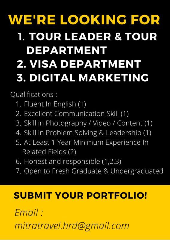 Lowongan Kerja Tour Leader & Tour Departement - Visa Departement ...