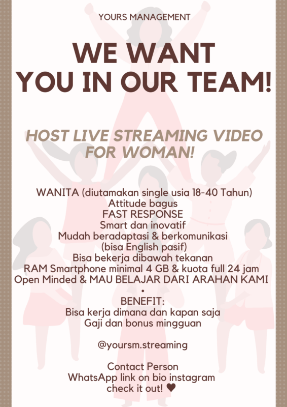 Lowongan Kerja Hosting Video Call Streaming di Yours Management - JakartaKerja