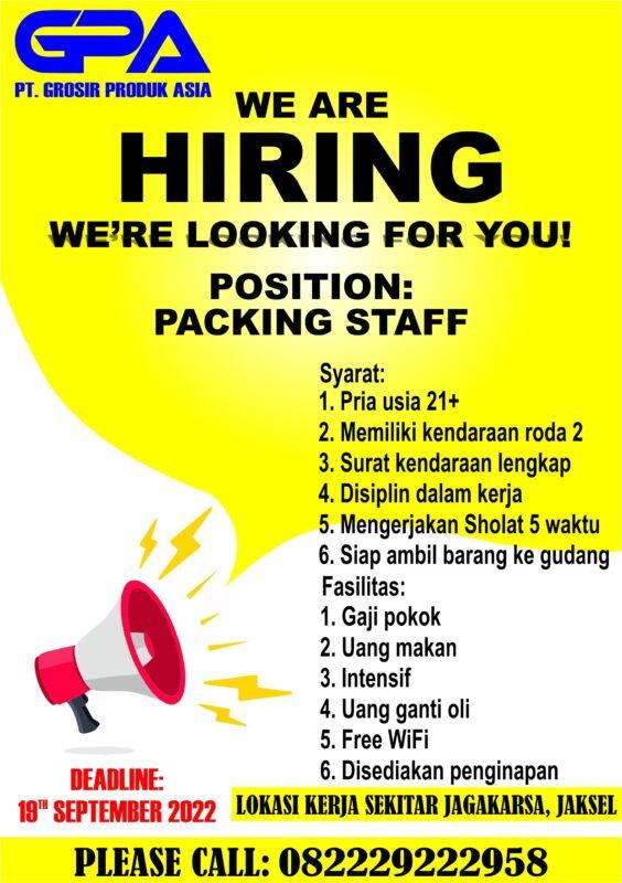 Lowongan Kerja Packing Staff Di Pt Grosir Produk Asia Jakartakerja