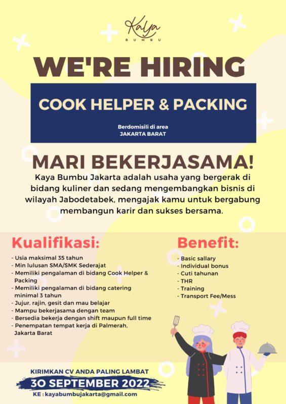 Lowongan Kerja Cook Helper & Packing di Kaya Bumbu Jakarta - JakartaKerja