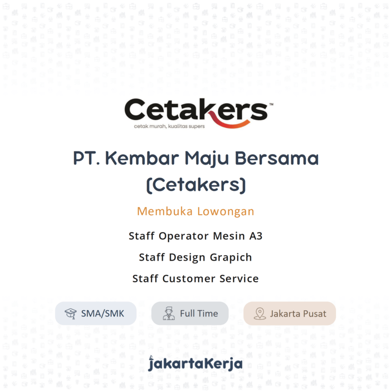 Lowongan Kerja Staff Operator Mesin A3 - Staff Design Grapich - Staff ...