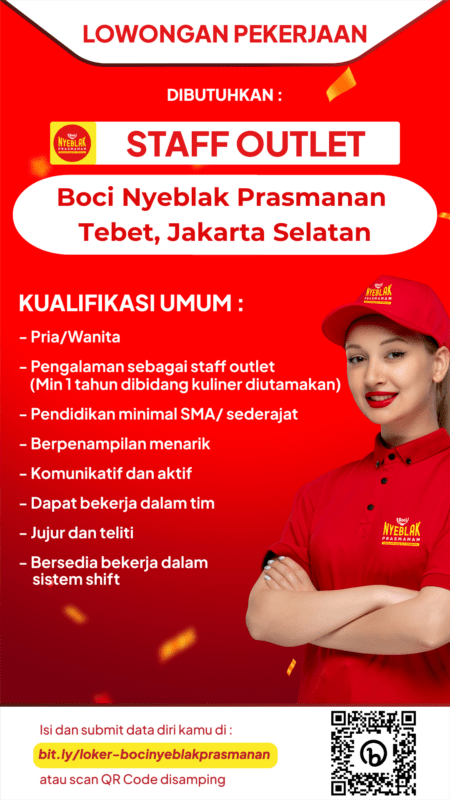 Lowongan Kerja Staff Outlet di Boci Nyeblak Prasmanan - JakartaKerja