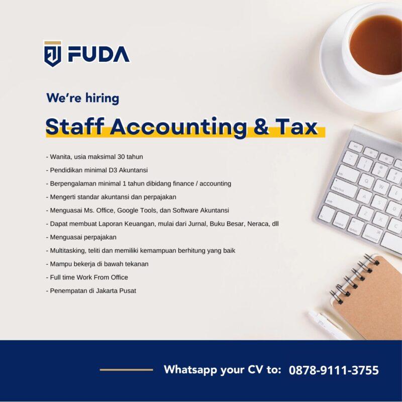 Lowongan Kerja Staff Accounting & Tax di PT. Fuda Utama Indonesia ...