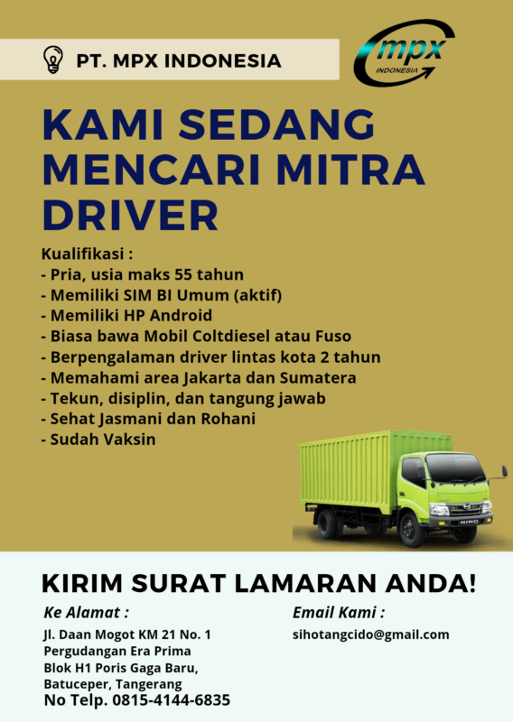 Lowongan Kerja Driver di PT. MPX Indonesia - JakartaKerja