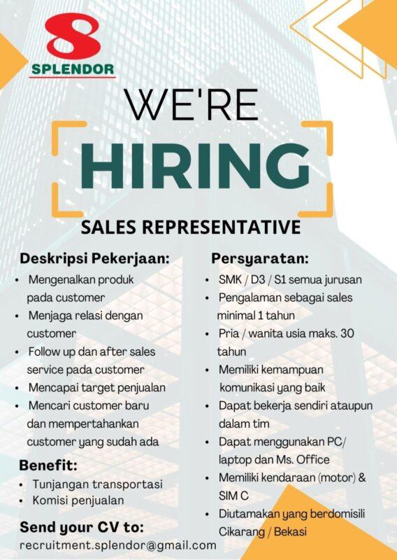 Lowongan Kerja Sales Representative di PT. Splendor Inovasi Indonesia - JakartaKerja